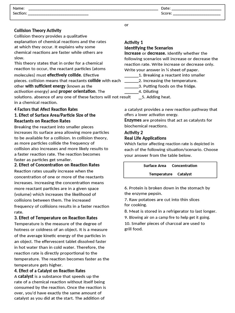Understanding Collision Theory in Chemistry | PDF | Reaction Rate ...