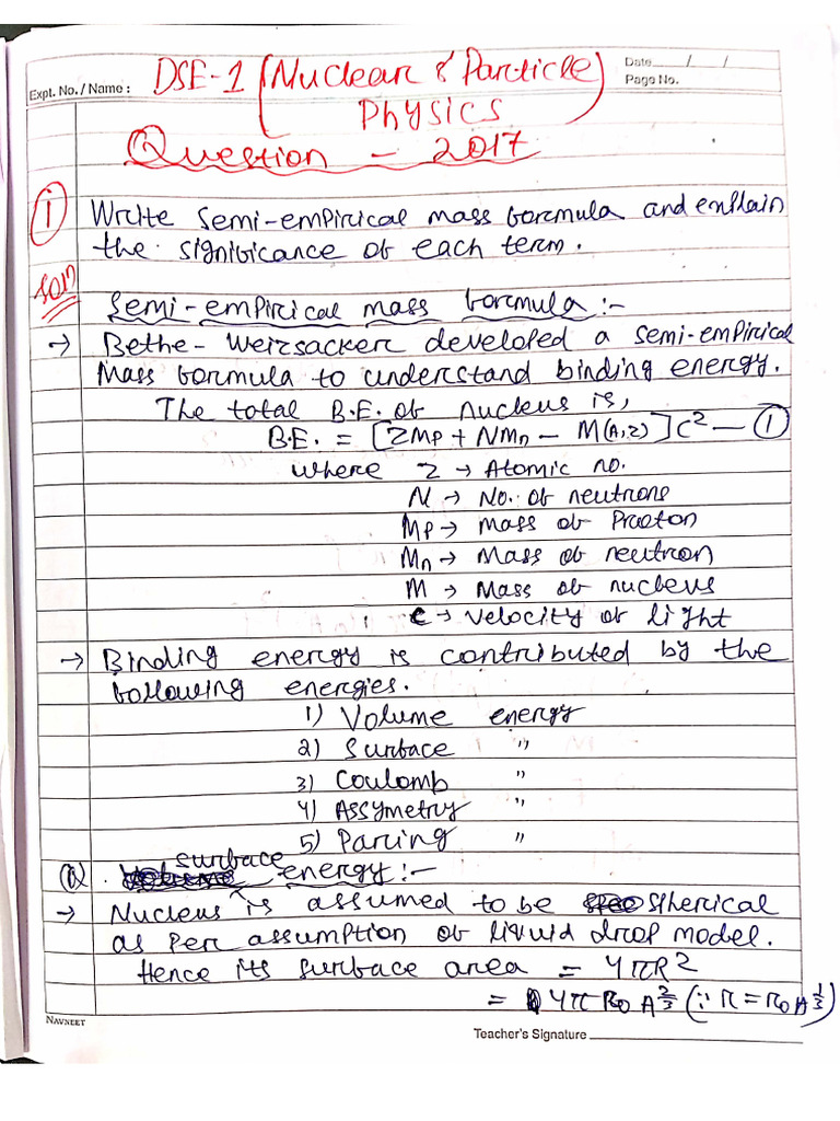 Nuclear Physics DSE-1 5TH Sem | PDF