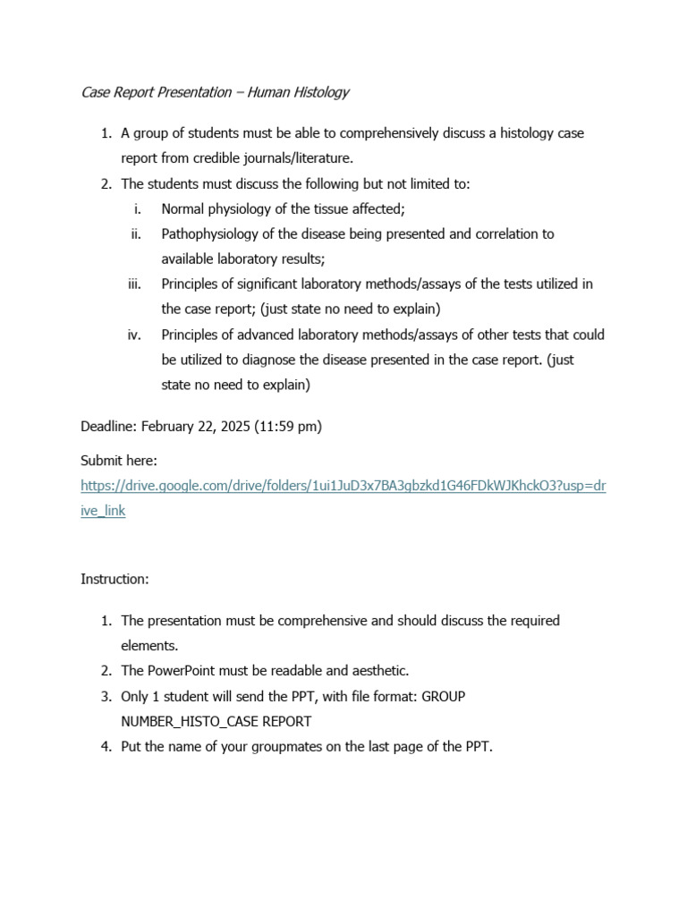 Human Histology Case Report Presentation | PDF