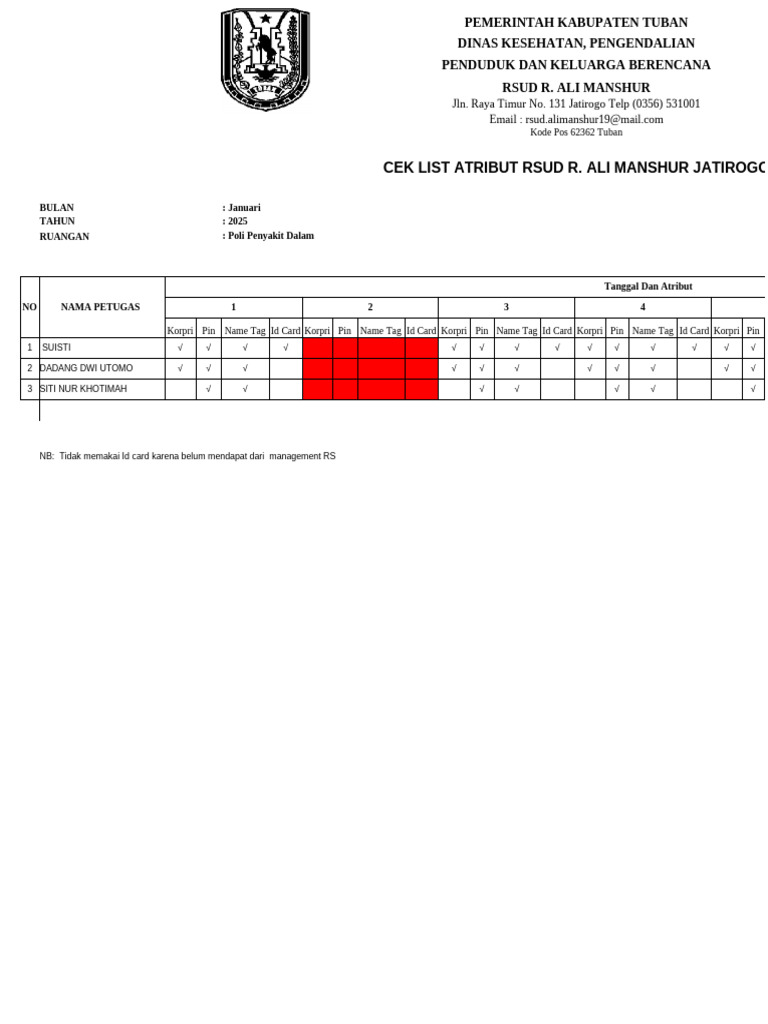 ATRIBUT MONITORING FEBRUARI 2025 | PDF
