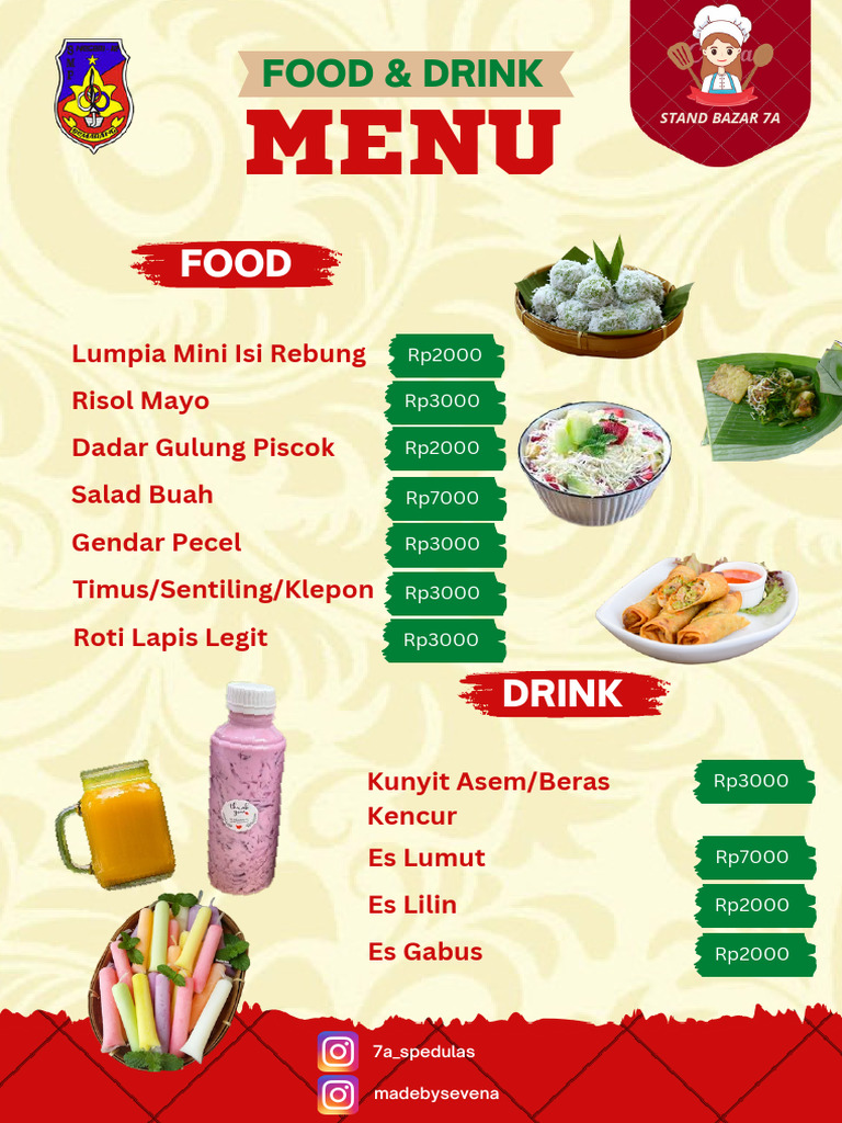 Cream Red Food and Drink Menu | PDF