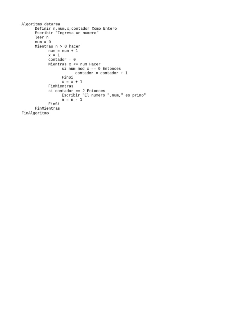 Algoritmo para Identificar Números Primos | PDF