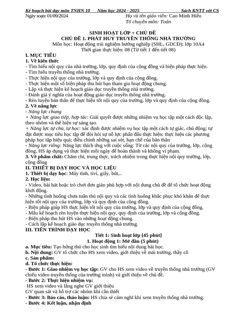 SHL Và HĐCĐ 1 | PDF