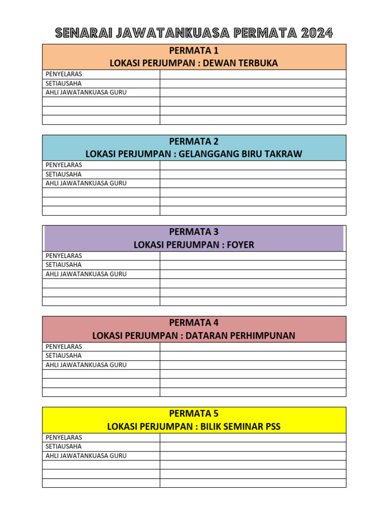 Senarai Jawatankuasa Permata 2024 | PDF
