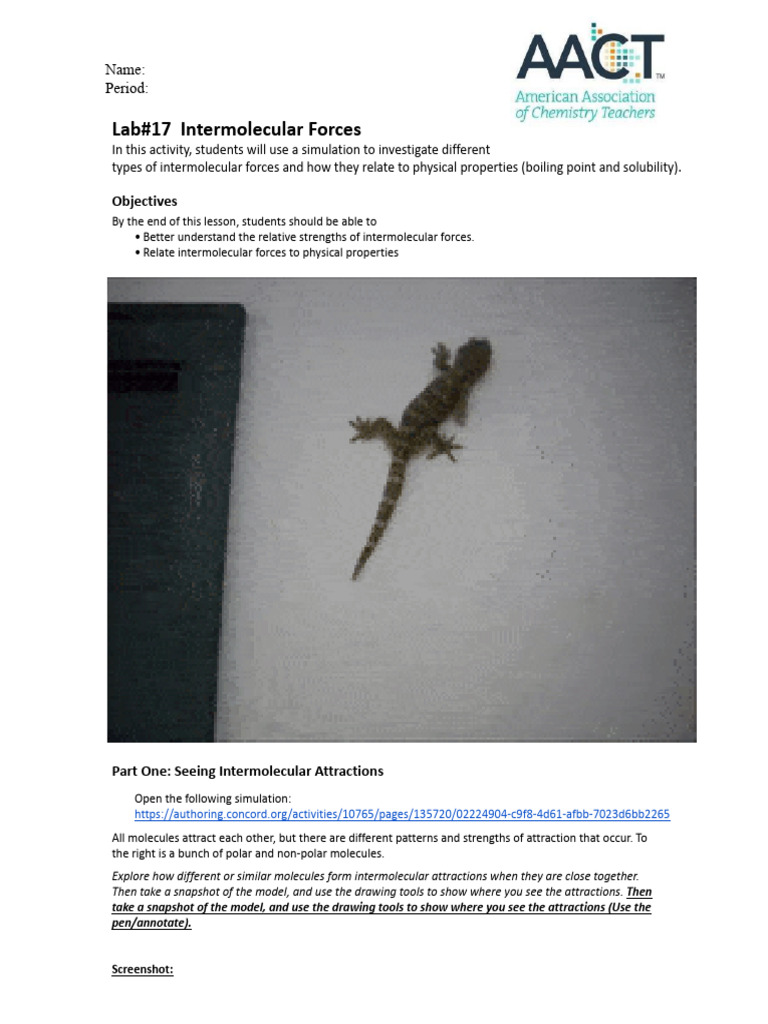 Lab#17 Intermolecular Forces 2025 | PDF | Intermolecular Force ...