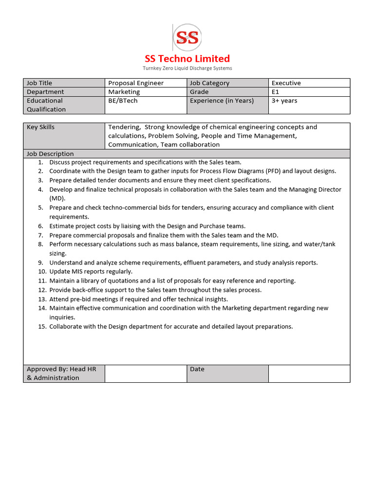 JD - Proposal Engineer | PDF