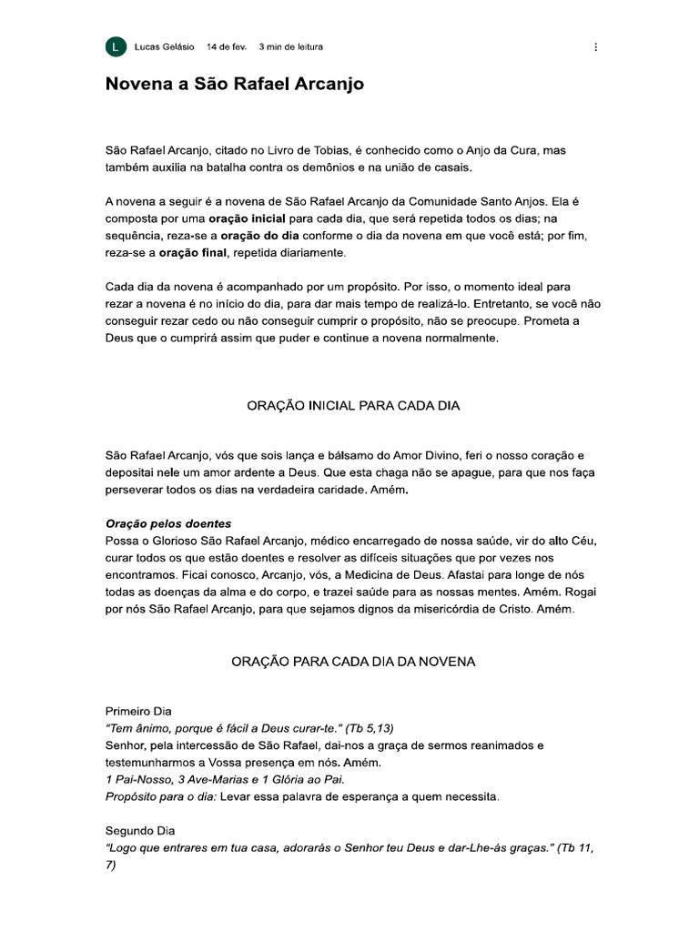 Novena São Rafael | PDF