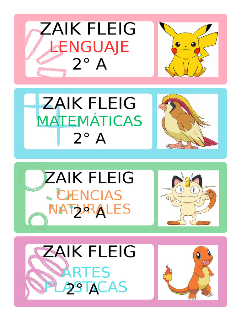 Etiquetas Escolares Animales Ilustrado Colorido | PDF