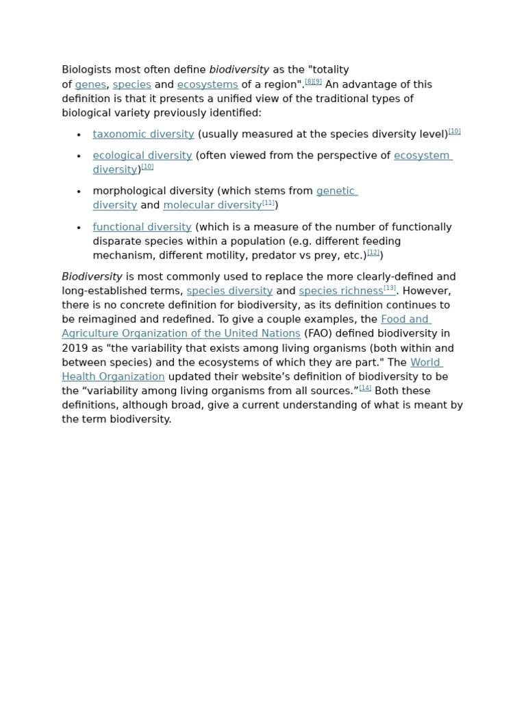 Understanding Biodiversity Definitions | PDF