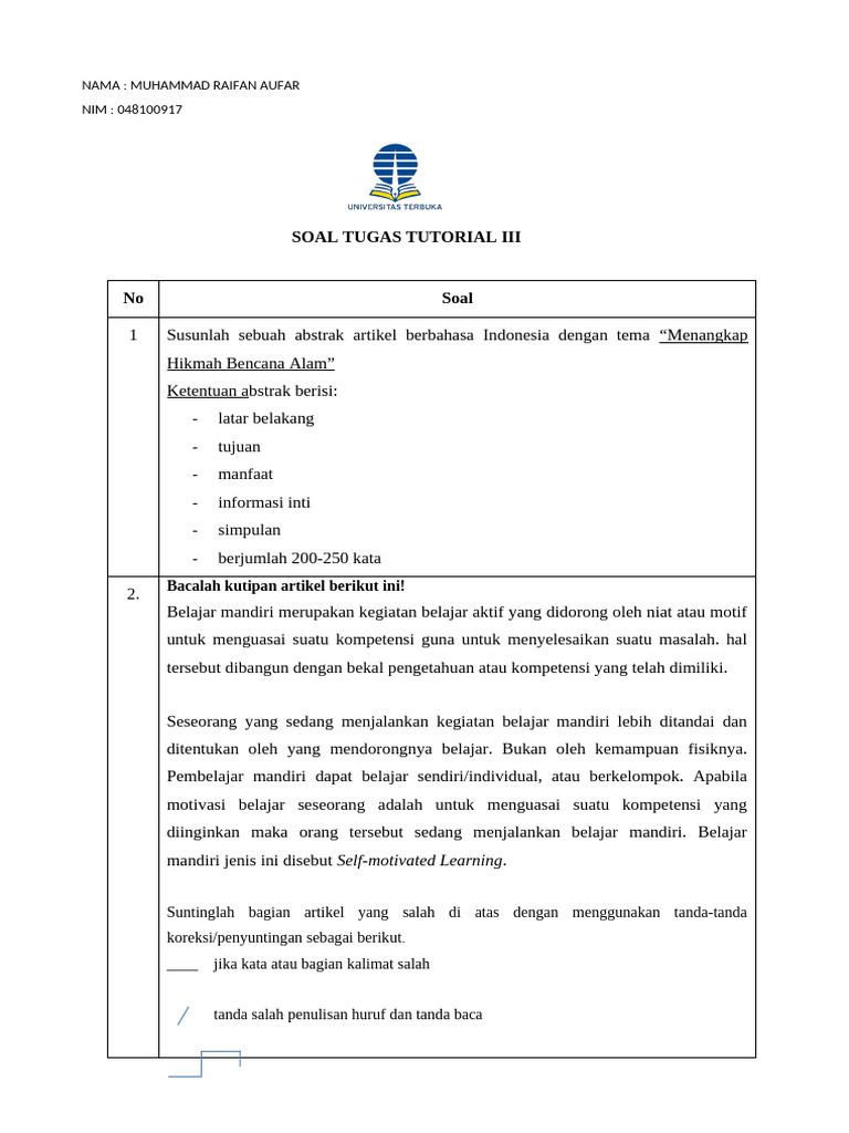 Abstrak dan Penyuntingan Tugas SEO | PDF