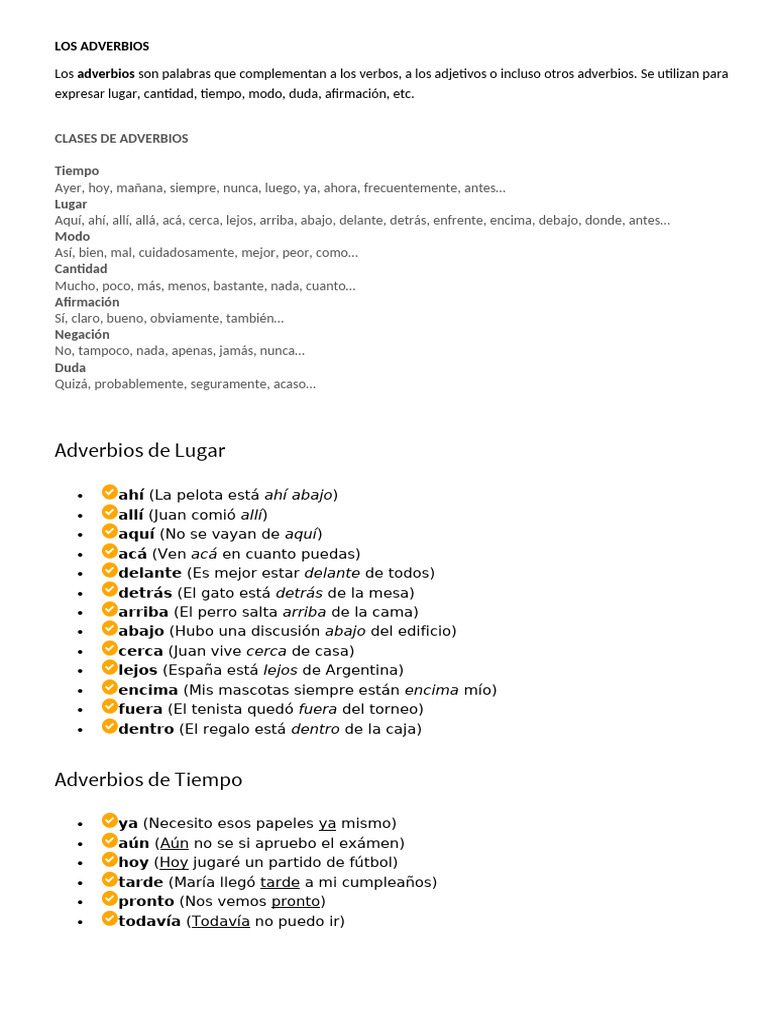Guía Completa de Adverbios en Español | PDF | Adverbio