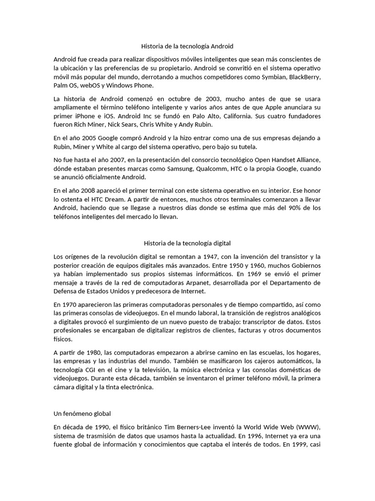 Evolución de Android: 2003-2008 | PDF | Android (sistema operativo ...