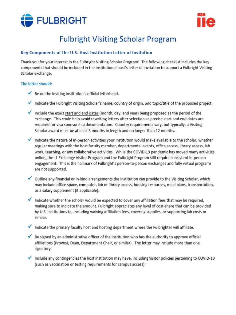 Fulbright Host Institution Invitation Guide | PDF