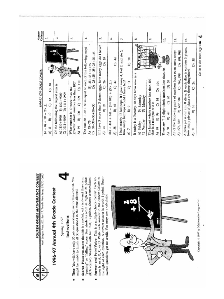 Math Contests For Grades 4 Pdf Pdf