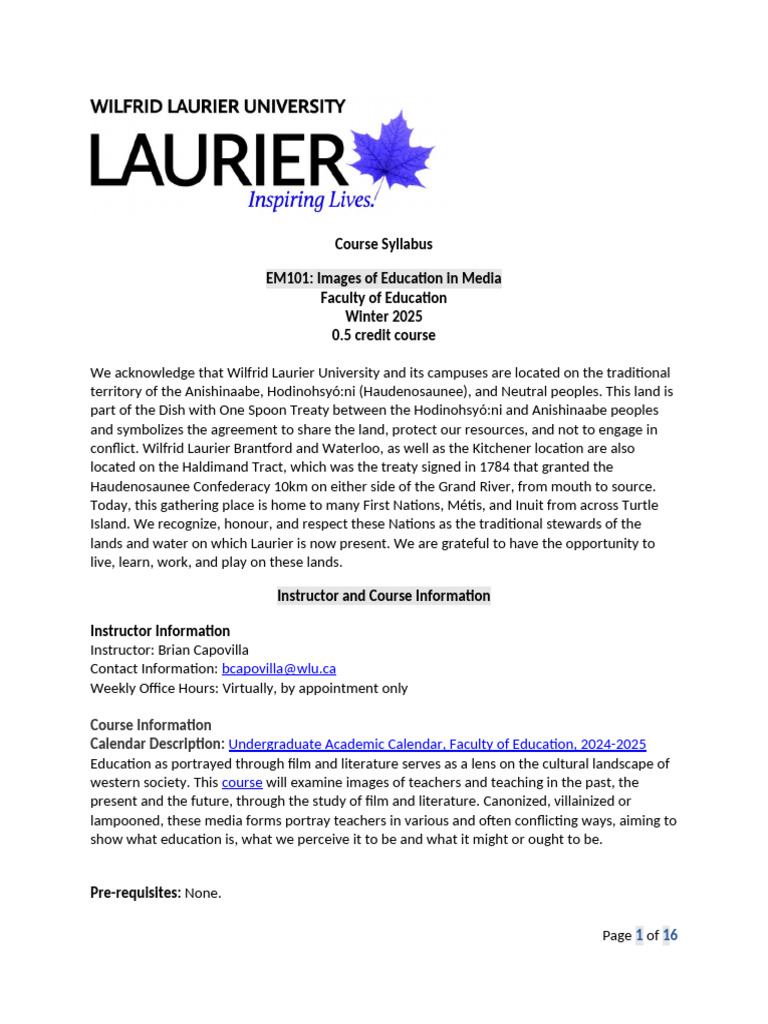 EM101 - Syllabus Final - Winter 2025 - BC2 | PDF