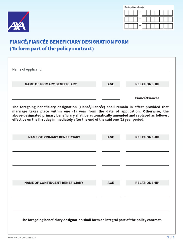 Fiance_Fiancee Beneficiary Designation Form 2020 | PDF | Justice ...