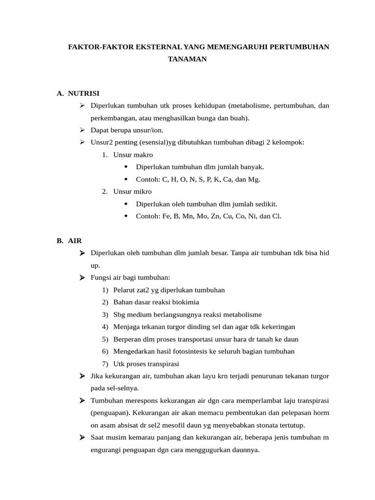 Faktor Eksternal Pertumbuhan Tanaman | PDF
