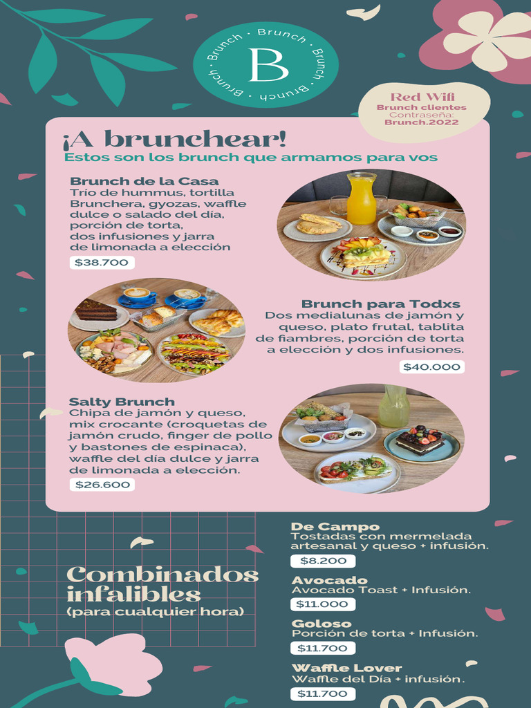 Carta de Brunch Variada y Deliciosa | PDF | café | Cocina
