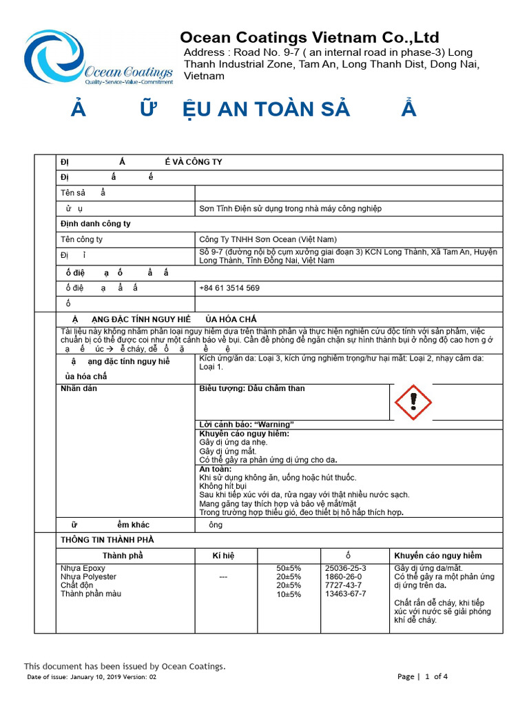 6. MSDS of Hybrid - Vietnam Version - Sơn Tĩnh Điện | PDF