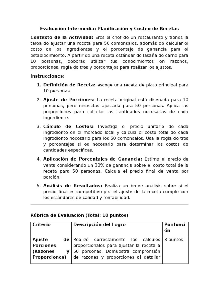 Evaluación Intermedia | PDF | Porcentaje
