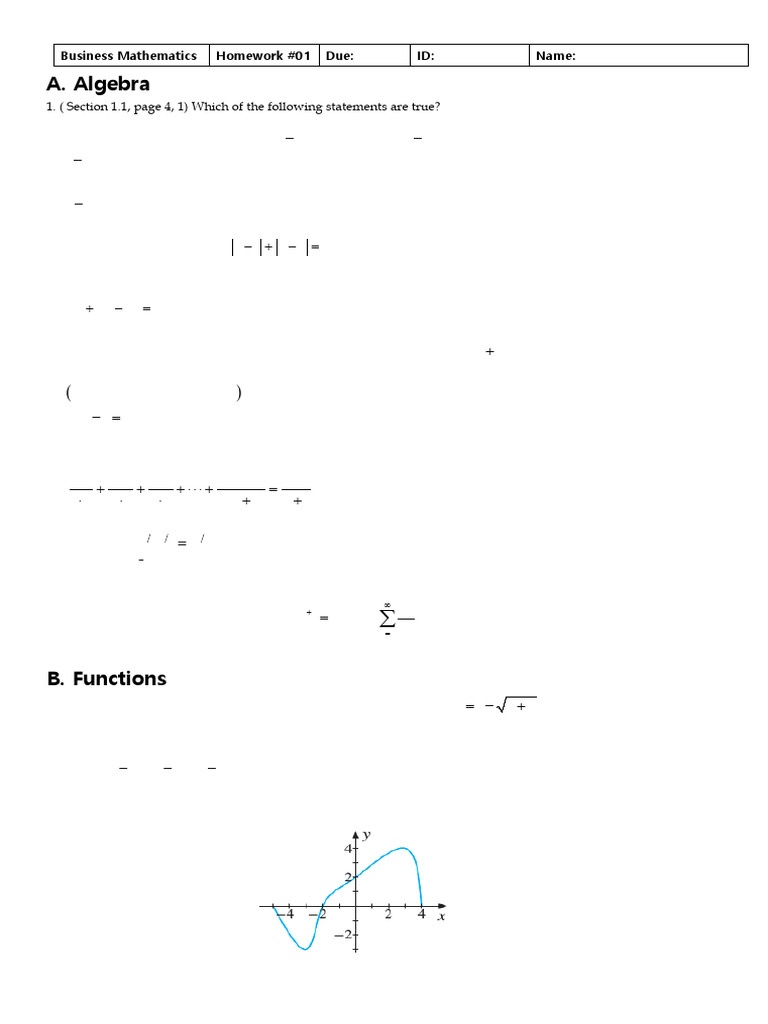 Business Math Homework Guide | PDF | Numbers | Function (Mathematics)