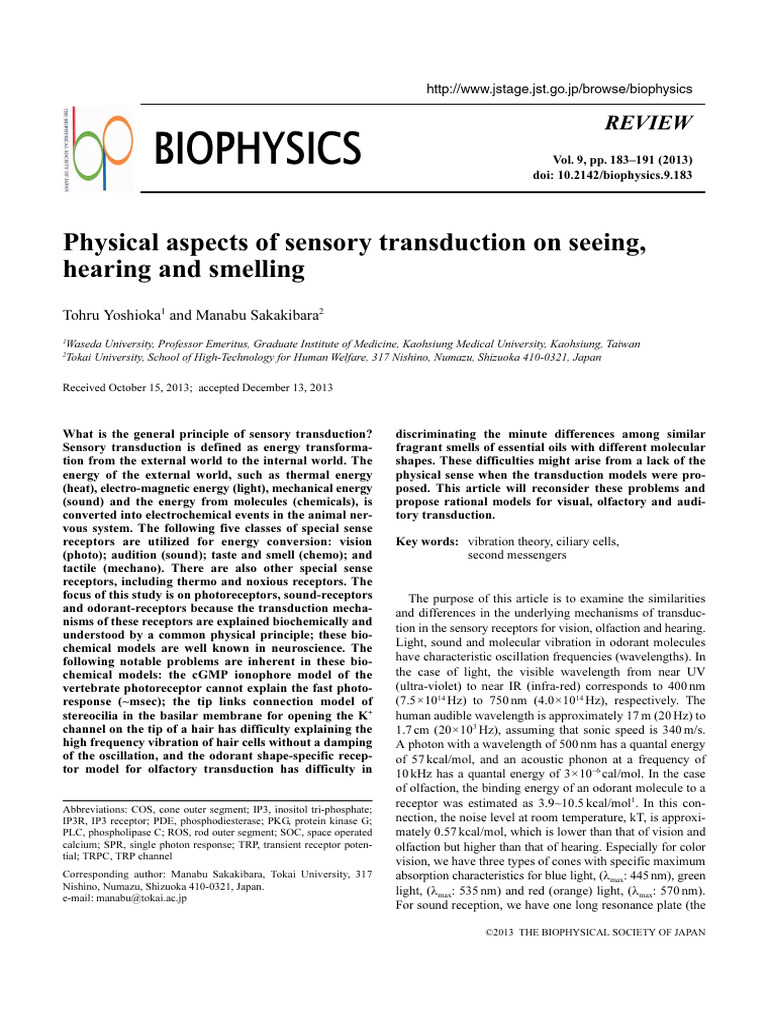 Physical Aspect of Sensory Transduction | PDF | Cell Biology