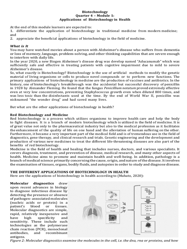 Activity Sheet Health Biotech | PDF | Biotechnology | Gene