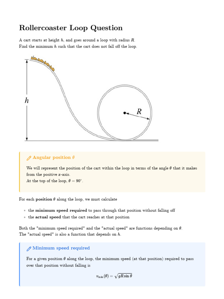 Rollercoaster Loop Question | PDF | Force | Inequality (Mathematics)