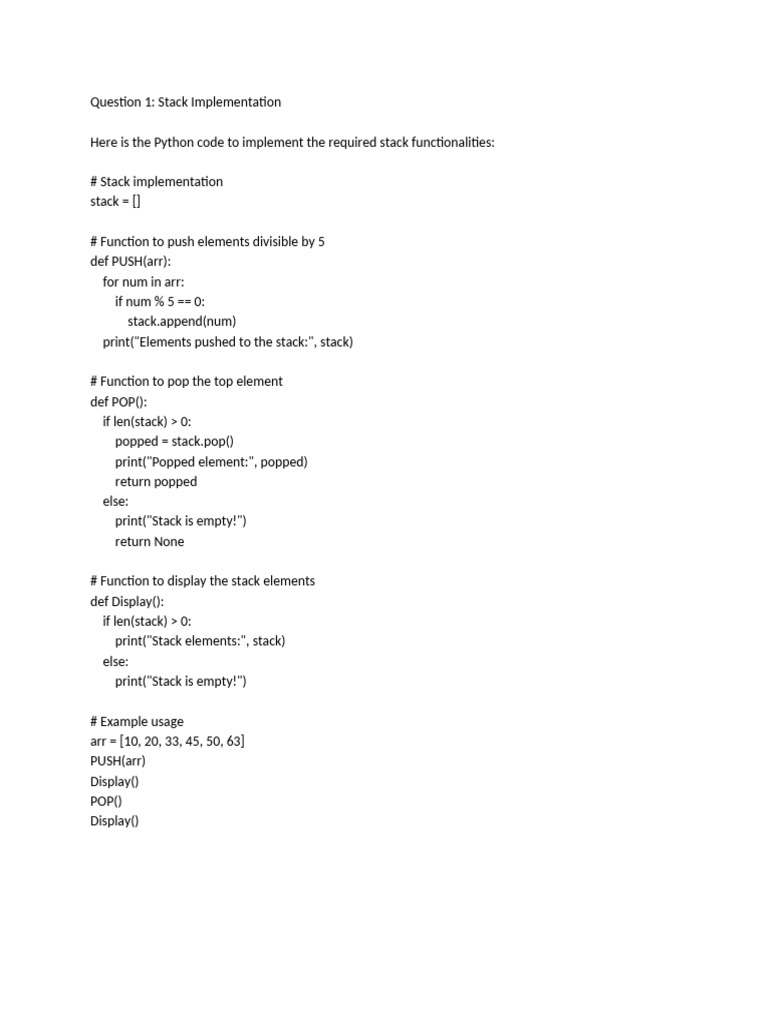 Python Stack Implementation Guide | PDF
