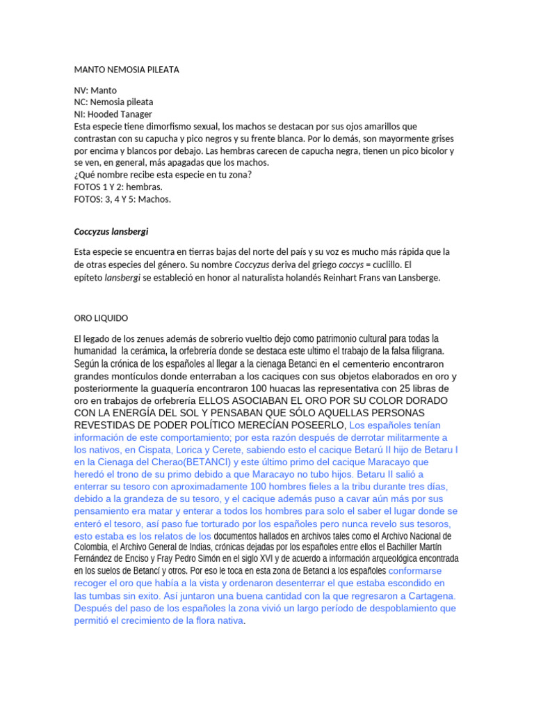 Nemosia pileata y legado Zenú en Colombia | PDF