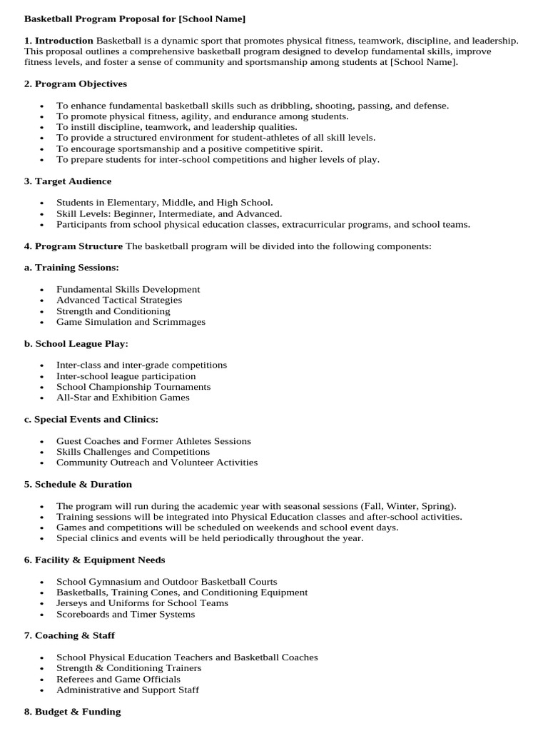 Basketball Program Proposal | PDF