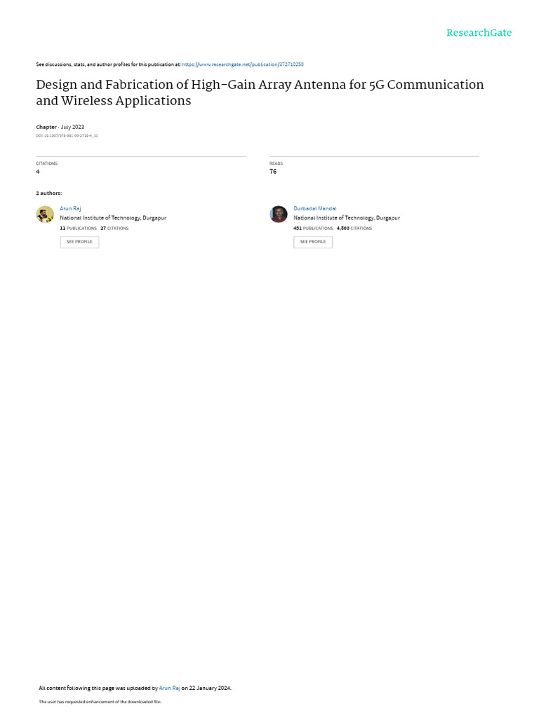 Design and Fabrication of High-Gain Array Antenna for 5G Communication ...