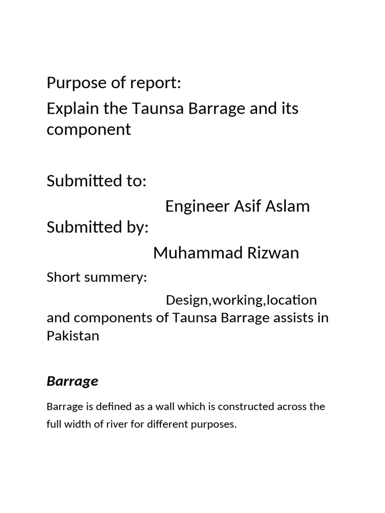 Taunsa Barrage: Design & Components | PDF | Environmental Engineering | Earth Sciences