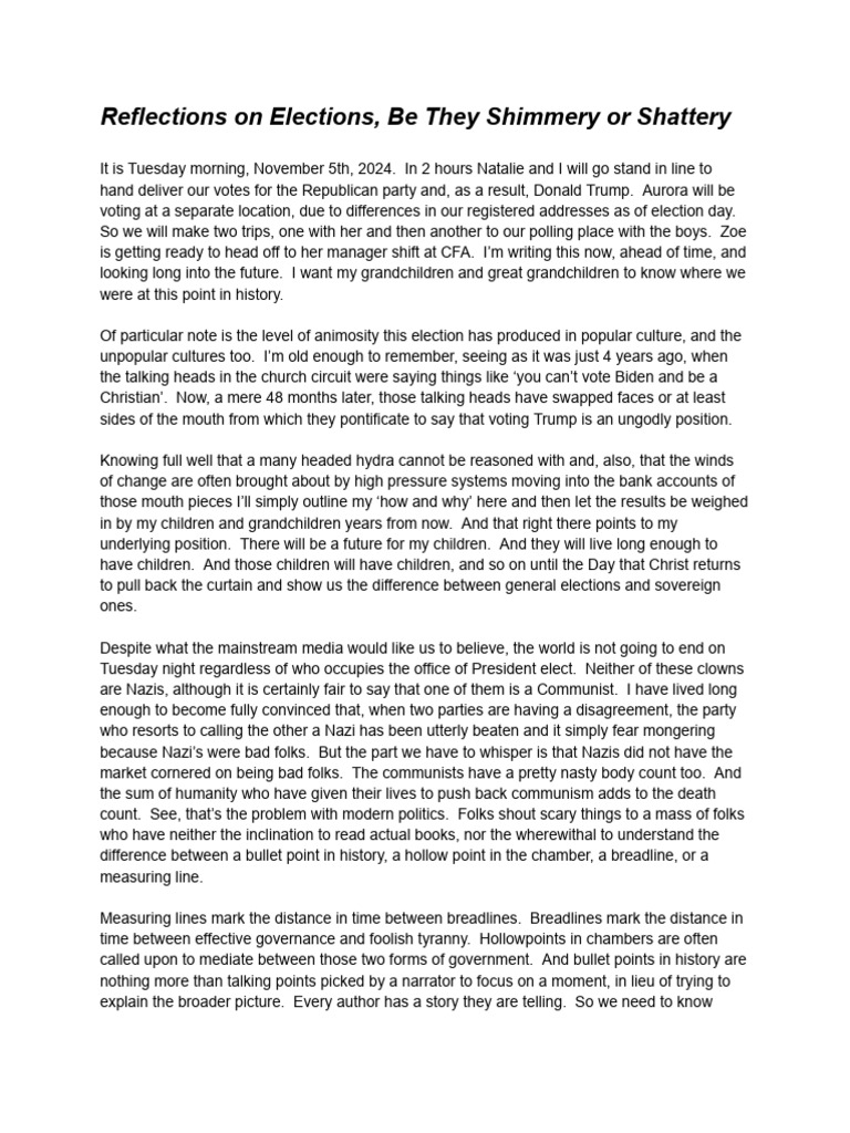 Reflections On Elections, Be They Shimmery or Shattery | PDF | Donald ...