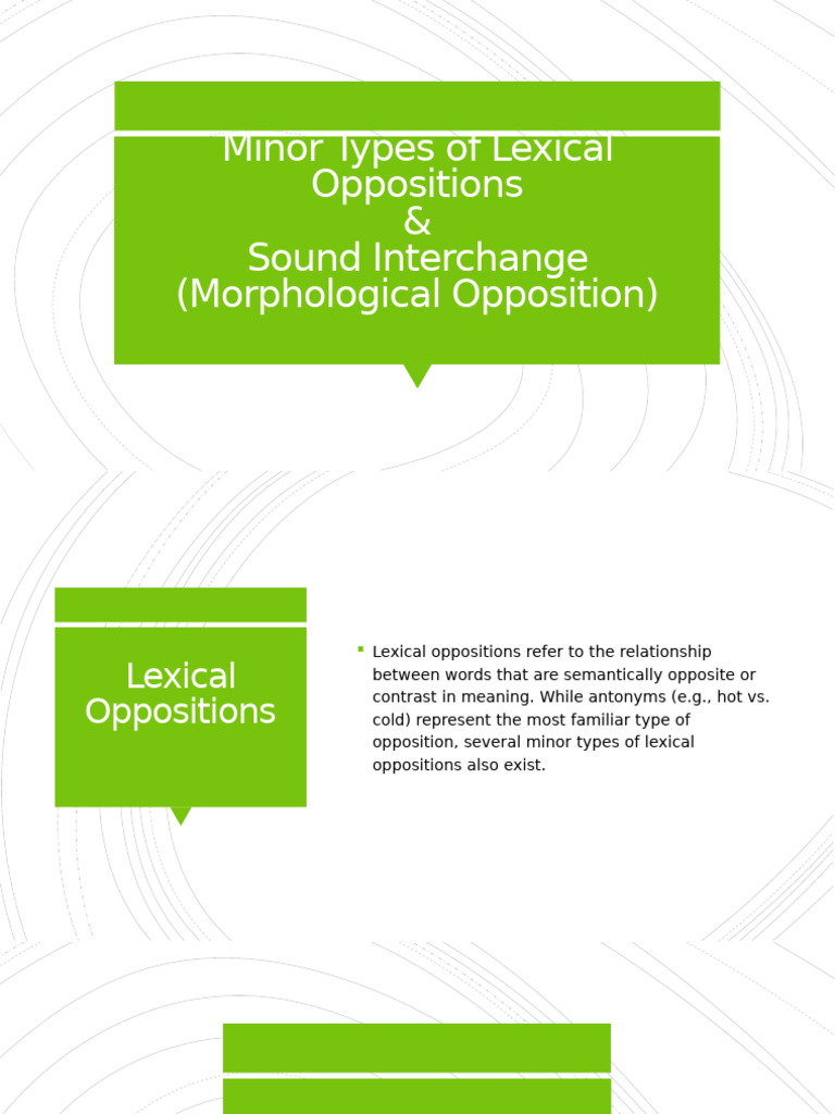 Lexical Oppositions Sound Interchange | PDF | Word | Vowel