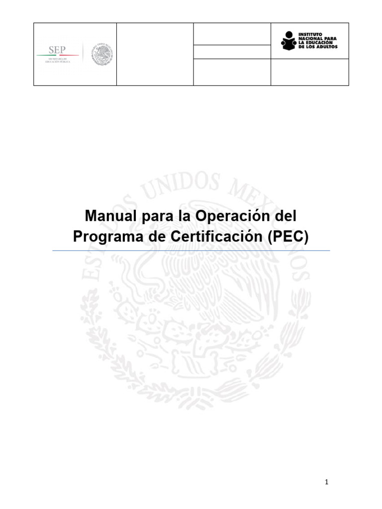 Manual para La Operacion Del PEC | PDF