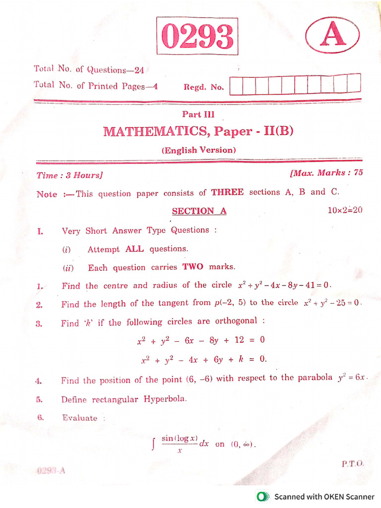Maths 2B QP | PDF