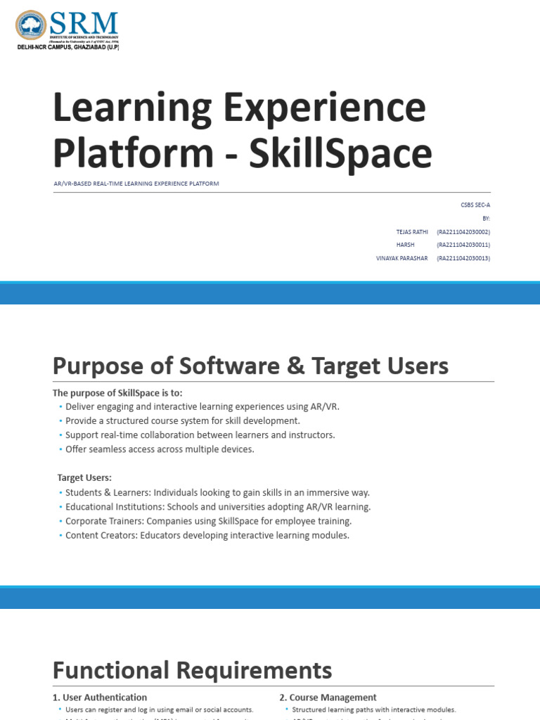 Learning Experience Platform - SkillSpace | PDF | Augmented Reality | Virtual Reality