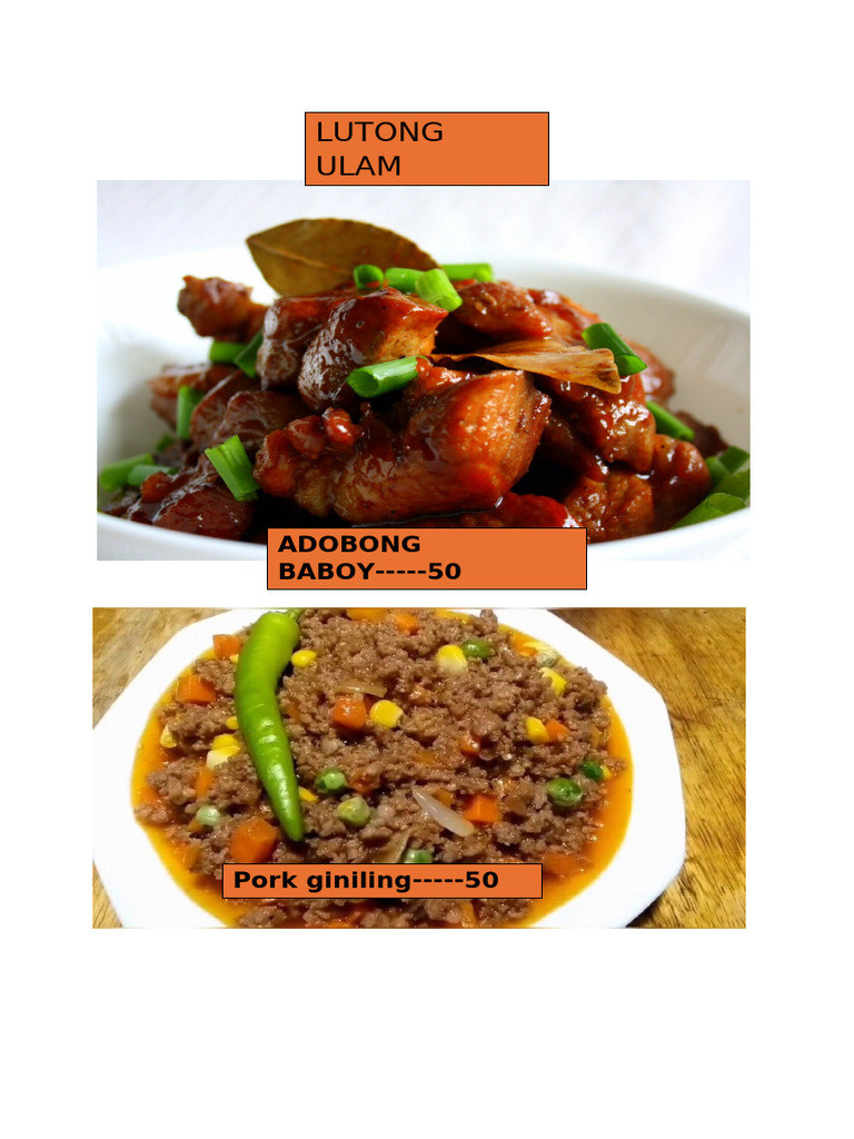 Lutong Ulam For Tarpaulin | PDF