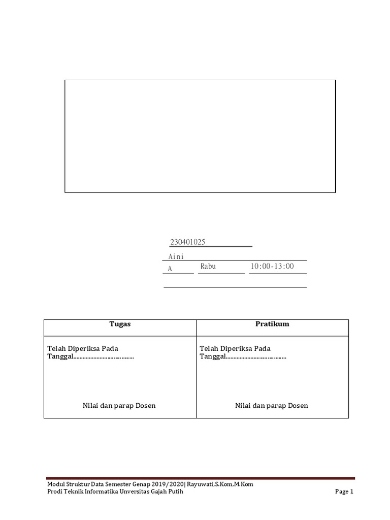 Aini, 230401025, Tugas Struktur Data | PDF