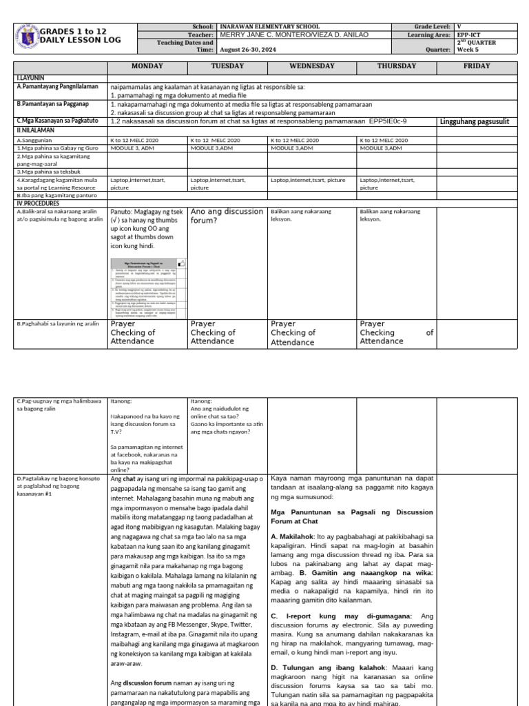 DLL - Epp 5 - Q4 - W5 | PDF