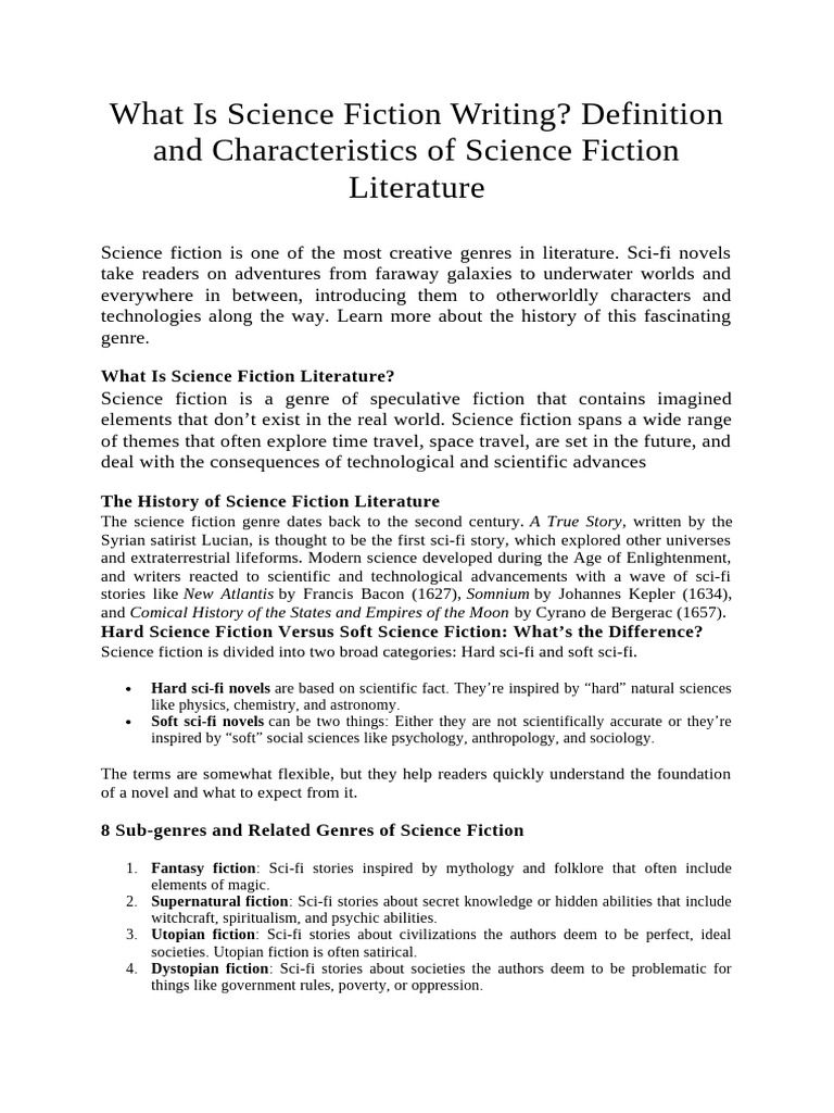 Understanding Science Fiction Writing | PDF | Science Fiction | Science