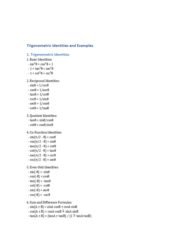 MTH101 - Trig Identities by @AbdulMalik | PDF | Trigonometric Functions | Trigonometry
