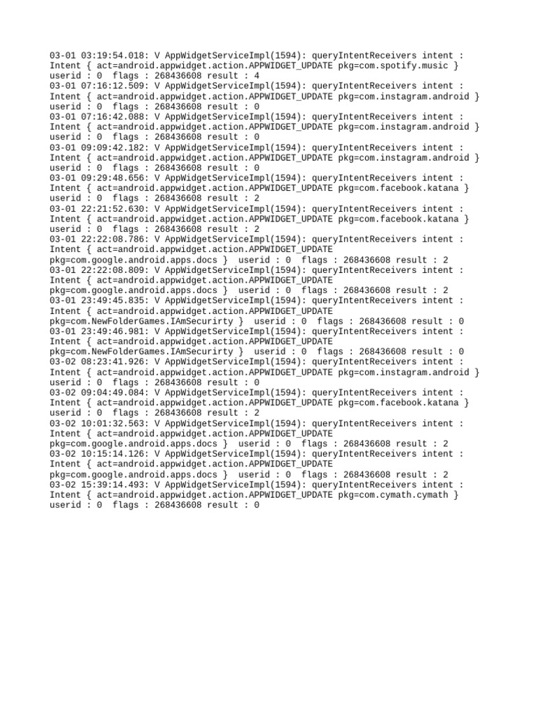 Appwidget History Log0 | PDF