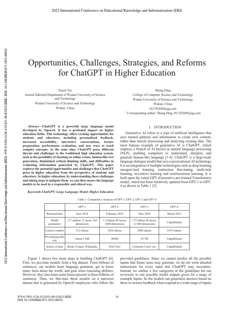 Opportunities Challenges Strategies and Reforms For ChatGPT in Higher ...