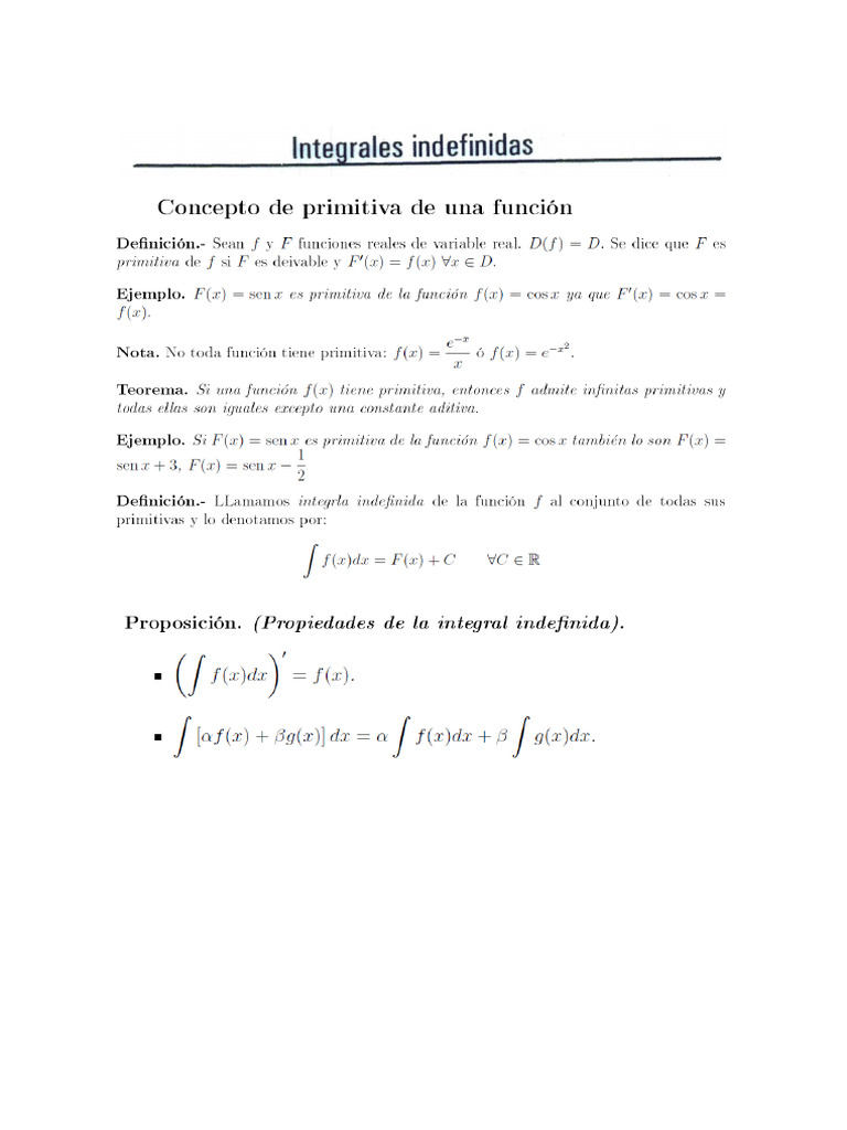 Integrales Indefinidas Tema5 | PDF | Integral | Álgebra abstracta
