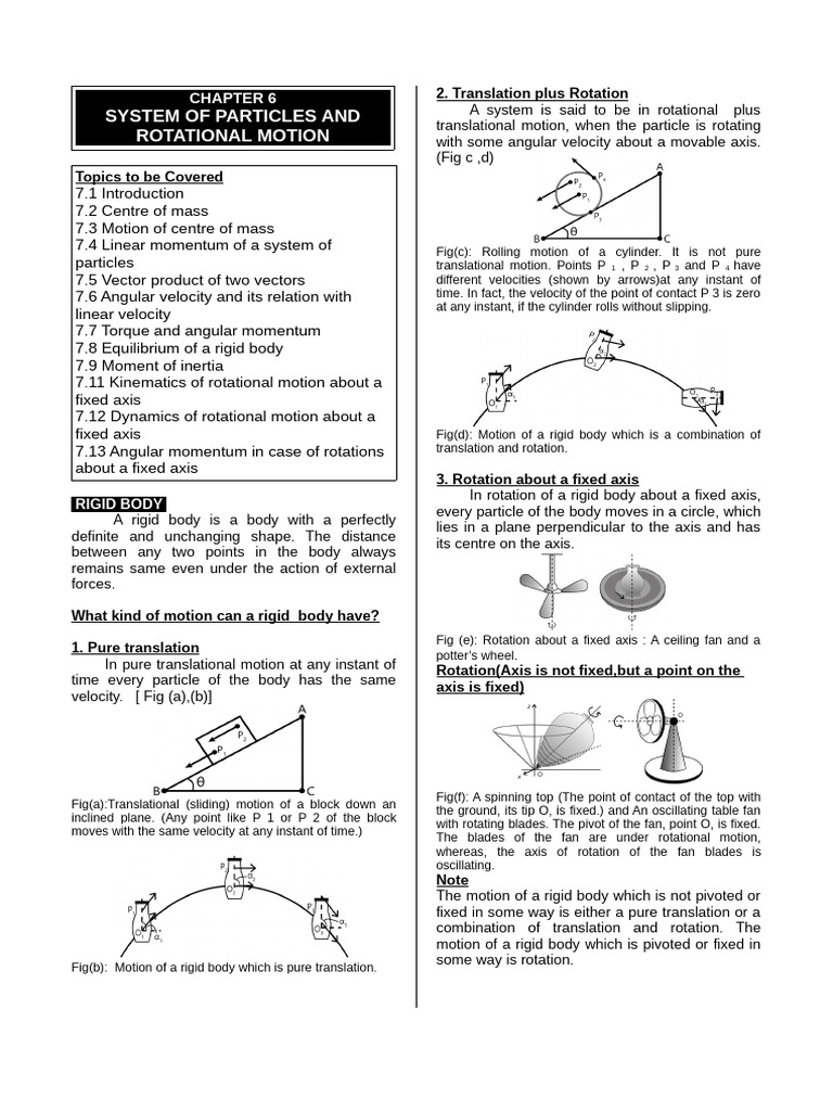 Ch6a - System of Particles | PDF | Rotation Around A Fixed Axis | Torque