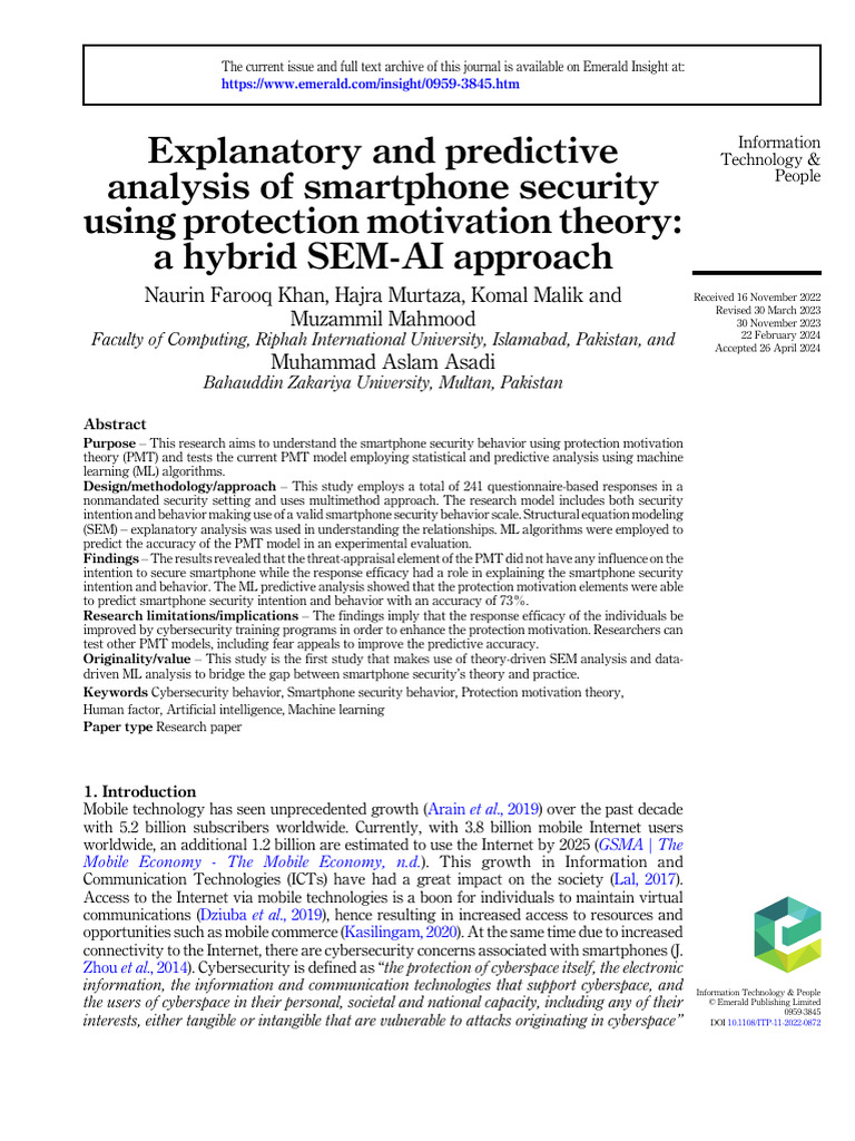 10-1108_itp-11-2022-0872 | PDF | Survey Methodology | Predictive Analytics