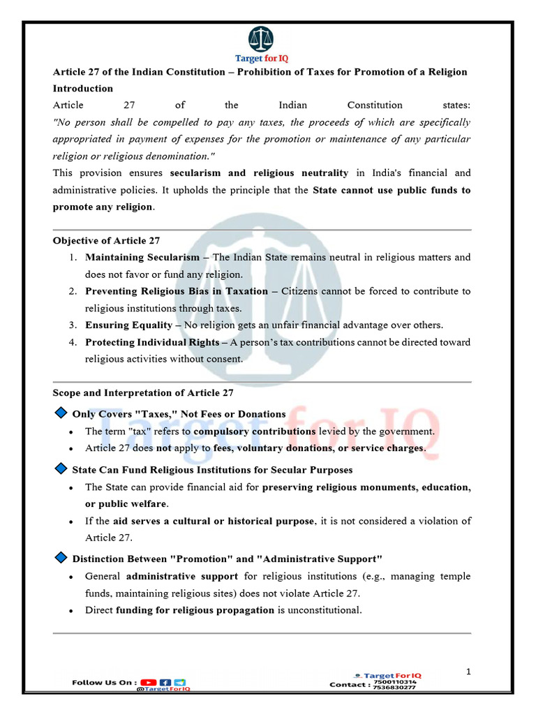 Fundamental Right 26 To 32 Q and Answer | PDF