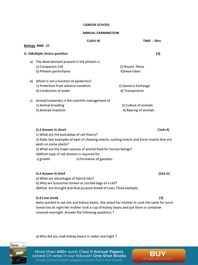 Class IX Annual Exam Paper | PDF | Atoms | Atomic Nucleus